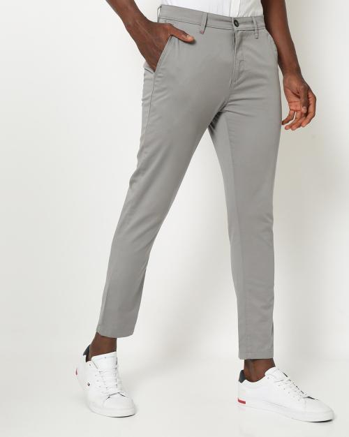 Buy Flat-Front Slim Cropped Chinos with Insert Pockets Online at Best ...