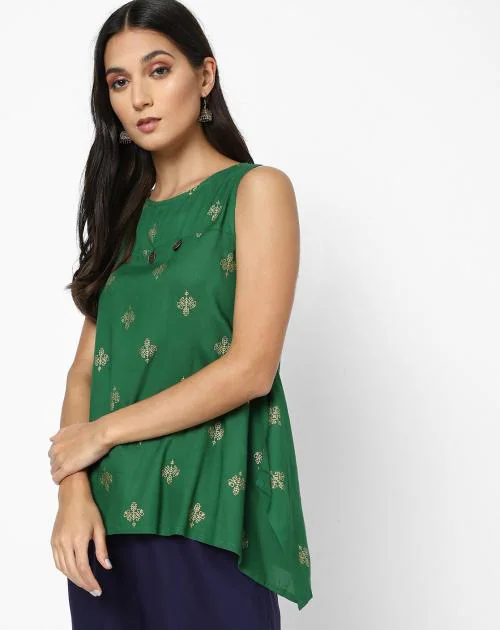 Buy Foli Print Top with Dipped Hem Online at Best Prices in India ...