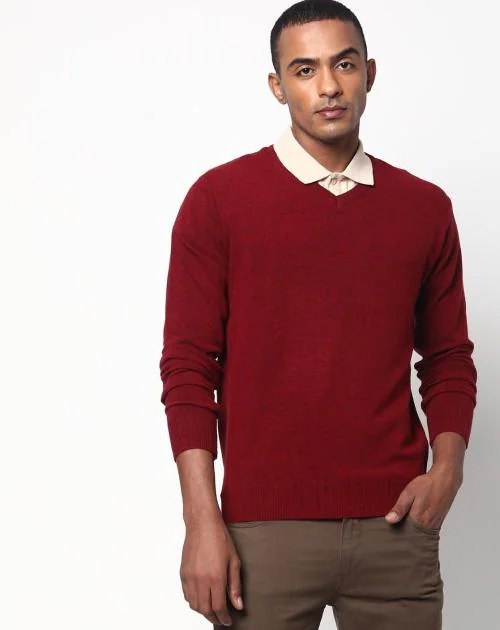 Buy Alexo Heathered V-neck Pullover Online at Best Prices in India ...