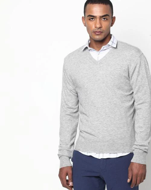 Buy Alexo Heathered V-neck Pullover Online at Best Prices in India ...