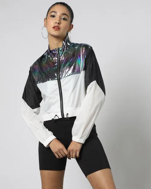 Buy Women Zip-Front Holographic Winter Jacket Online at Best Prices in ...