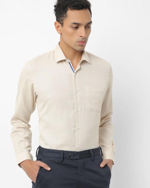 Buy Men Self-Designed Slim Fit Shirt Online at Best Prices in India ...