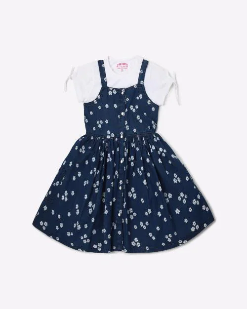 Buy Floral Print Pinaform with T-shirt Online at Best Prices in India ...