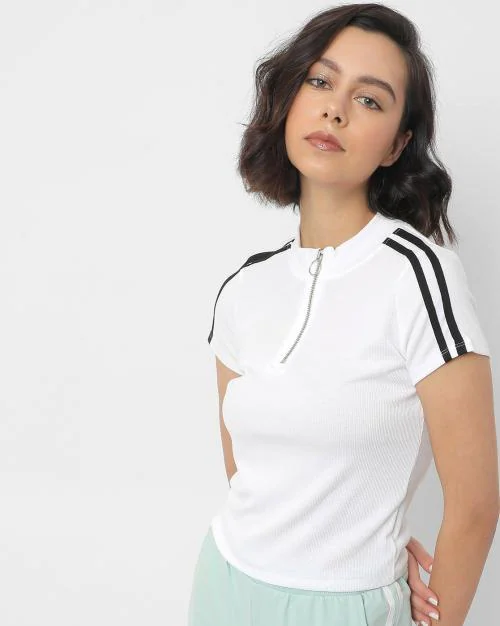 Buy Half-Zip Top with Contrast Taping Online at Best Prices in India ...