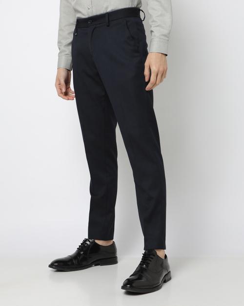 Buy Slim Fit Flat-Front Trousers Online at Best Prices in India - JioMart.