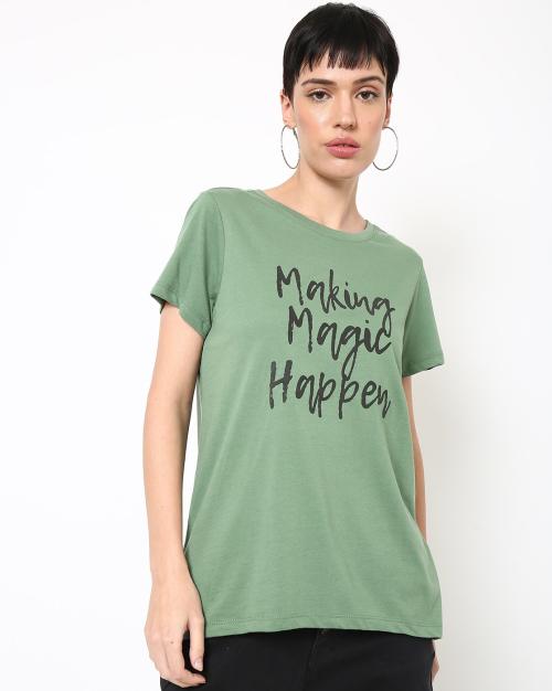Buy Making Magic Happen Slim Fit Round-Neck T-shirt Online at Best ...