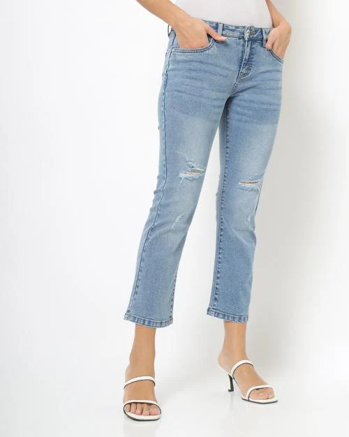Buy Washed Flared Jeans with Insert Pockets Online at Best Prices in ...