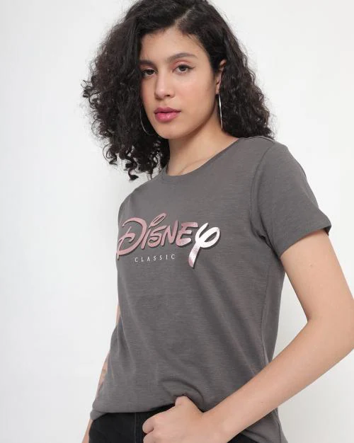Buy Disney Graphic Print Slim Fit Round-Neck T-shirt Online at Best ...
