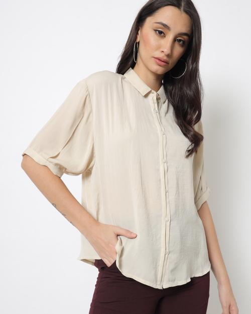 Buy Button-Down Collar-Neck Top Online at Best Prices in India - JioMart.