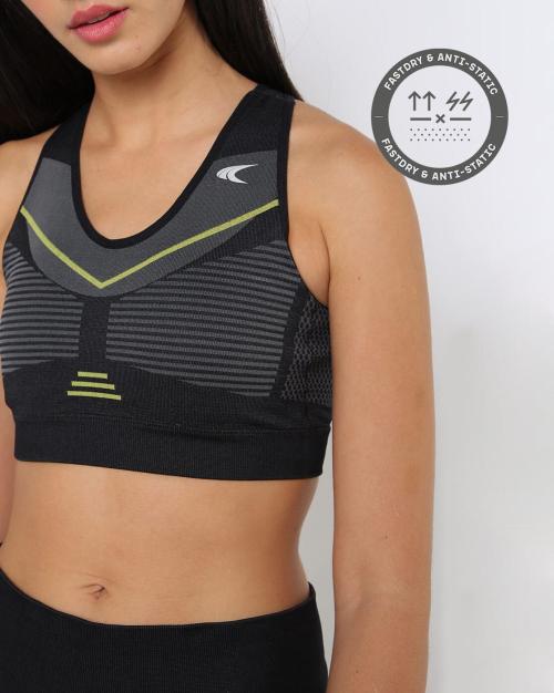Buy Fast-Dry Seamless Striped Sports Bra Online at Best Prices in India ...