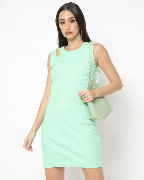Buy Sleeveless Ribbed Bodycon Dress with Cutout Online at Best Prices ...