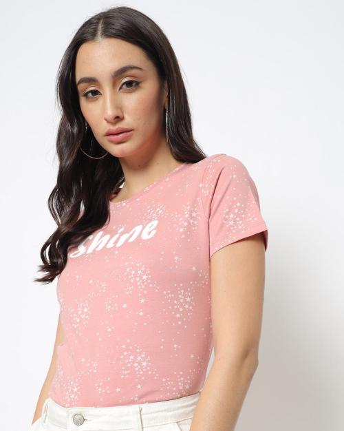 Buy Graphic Print Round-Neck T-shirt Online at Best Prices in India ...