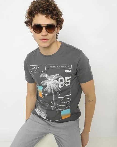 Buy Regular Fit Graphic Print Crew-Neck T-Shirt Online at Best Prices ...