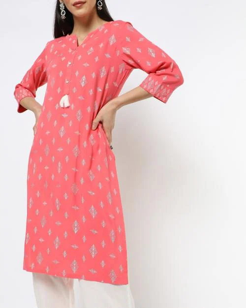 Buy Geometric Print Straight Kurta Online at Best Prices in India ...
