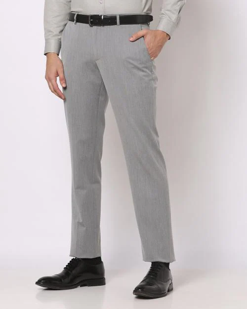 Buy Slim Fit Flat-Front Trousers Online at Best Prices in India - JioMart.
