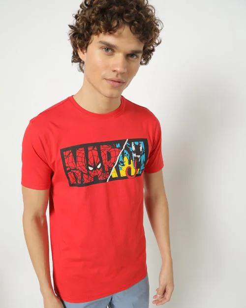 Buy Regular Fit Graphic Print Crew-Neck T-Shirt Online at Best Prices ...