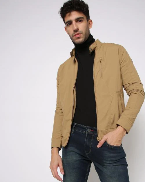 Buy Genuine Leather Zip-Front Slim Fit Jacket Online at Best Prices in ...