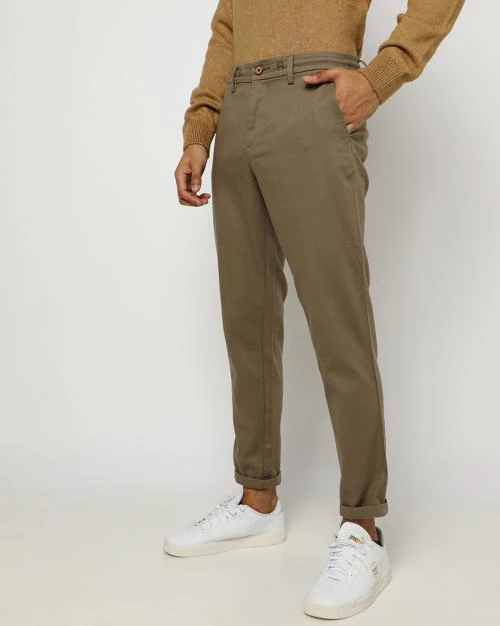Buy Flat-Front Trousers with Insert Pocket Online at Best Prices in ...