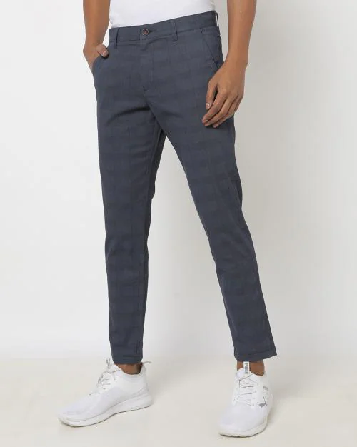 Buy Checked Mid-Rise Cropped Chinos Online at Best Prices in India ...