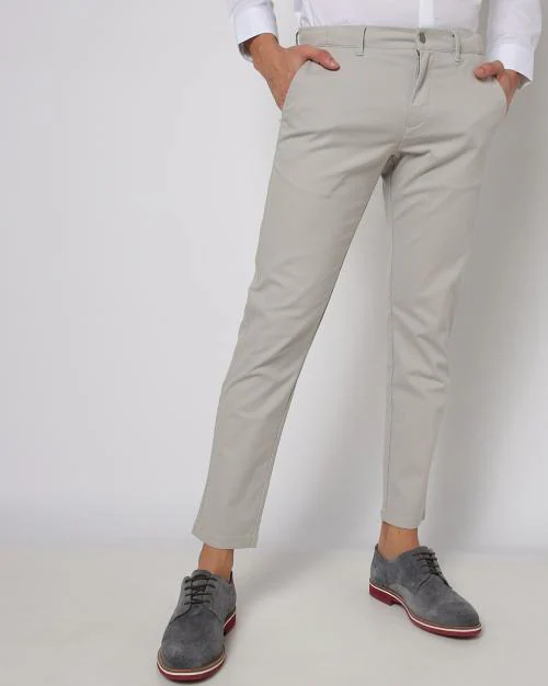 Buy Mid-Rise Flat-Front Trousers Online at Best Prices in India - JioMart.