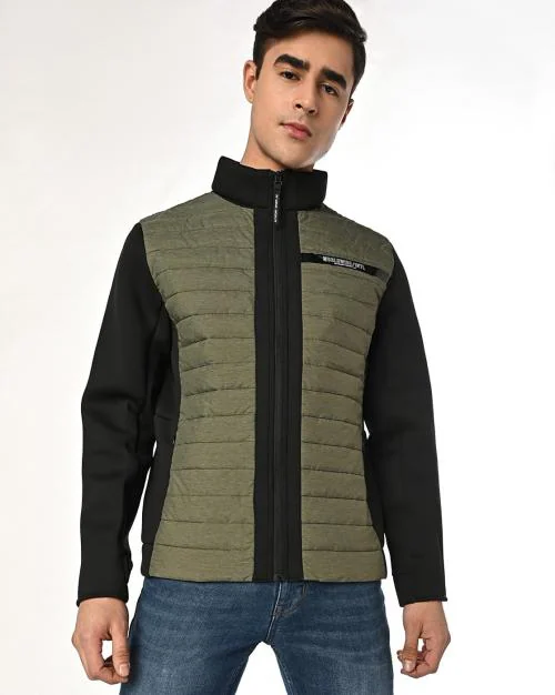Buy Colourblock Zip-Front Puffer Jacket Online at Best Prices in India ...