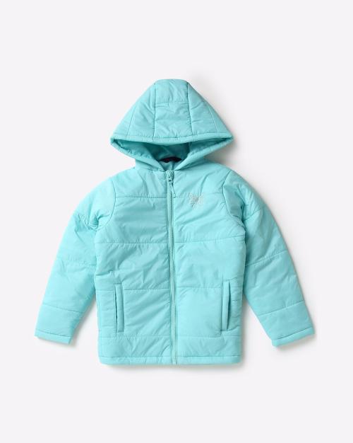 Buy Hooded Puffer Jacket with Stone Work Online at Best Prices in India ...