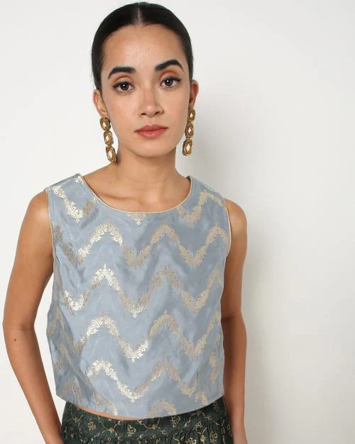 Buy Brocade Chevron Stripe Crop Top Online at Best Prices in India ...