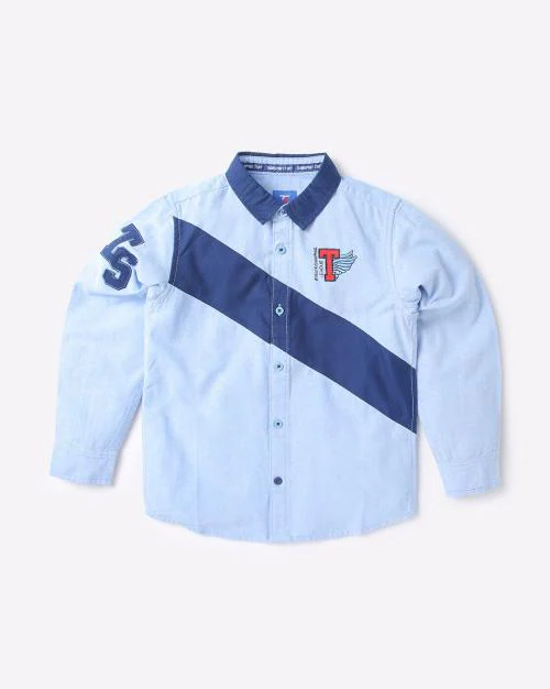 Buy Diagonal Stripe Shirt with Embroidery Online at Best Prices in ...