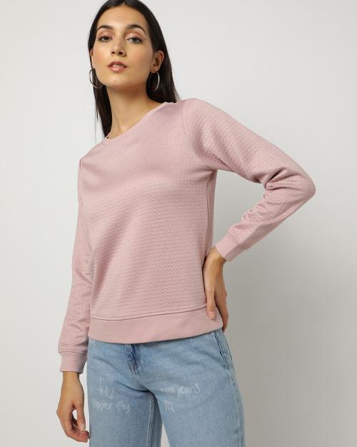 Buy Textured Round-Neck Sweatshirt Online at Best Prices in India ...