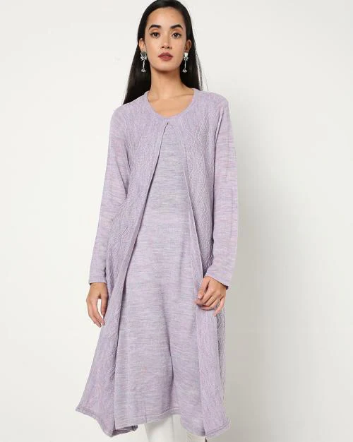 Buy Woolen A-line Winter Kurta with Attached Jacket Online at Best ...
