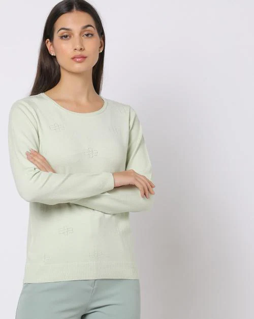 Buy Self-Design Round-Neck Sweater Online at Best Prices in India ...