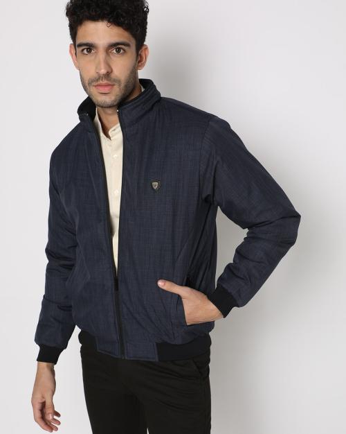 Buy Zip-Front Bomber Jacket with Insert Pockets Online at Best Prices ...