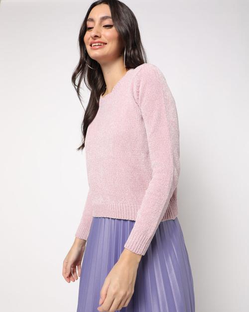 Buy Boucle-Knit Crew-Neck Pullover Online at Best Prices in India ...
