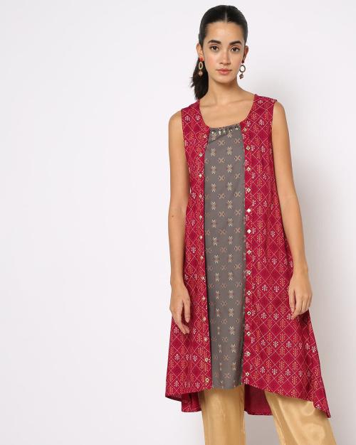 Buy Printed Tunic with Contrast Panel Online at Best Prices in India ...