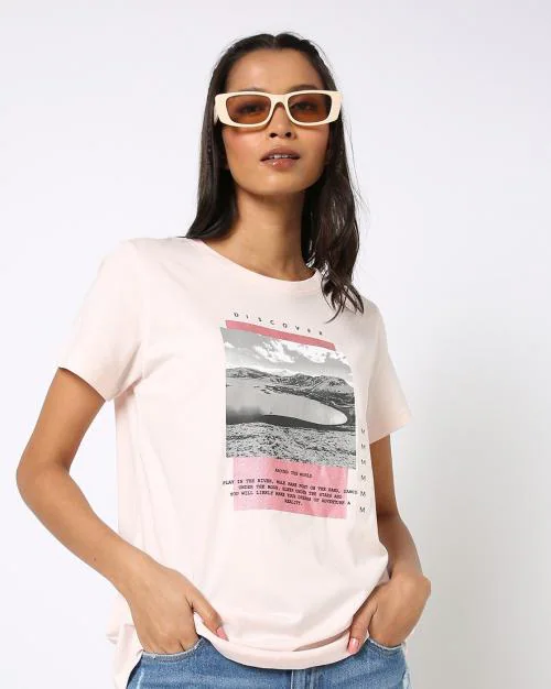 Buy Graphic Print Slim Fit Crew-Neck T-shirt Online at Best Prices in ...