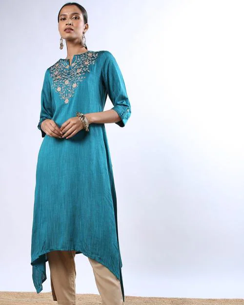 A-line Kurta with Yoke Embroidery - JioMart