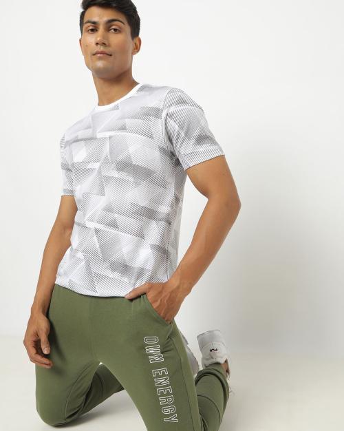 Buy Geometric Print Round-Neck T-shirt Online at Best Prices in India ...