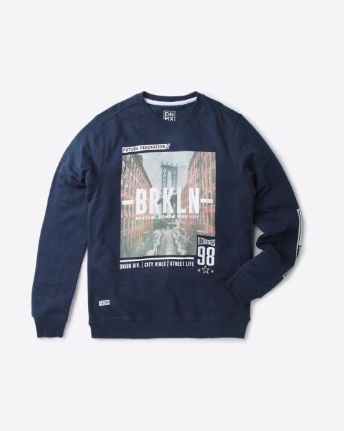 Buy Typographic Print Round-Neck Sweatshirt Online at Best Prices in ...