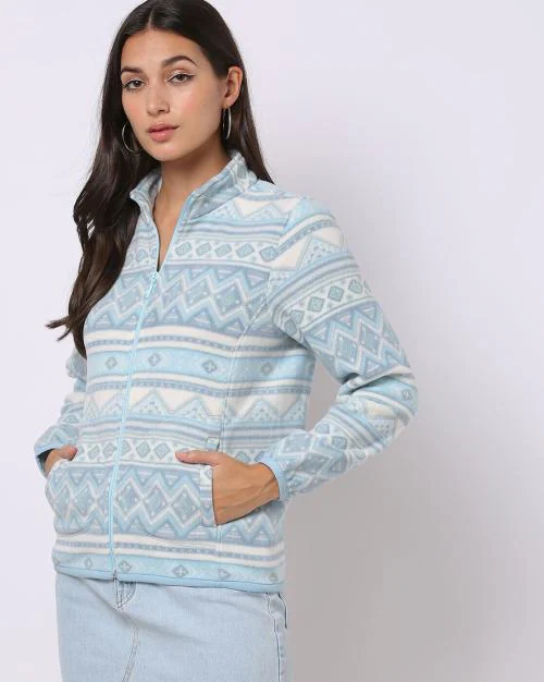 Buy Geometric Print Jacket with Insert Pockets Online at Best Prices in ...