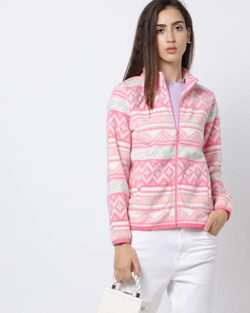 Buy Printed polar fleece jacket pink xs Online at Best Prices in India ...