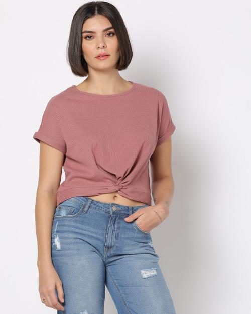 Buy Ribbed Knot-Front Top Online at Best Prices in India - JioMart.