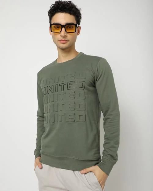 Buy Typographic Embossed Crew-Neck Sweatshirt Online at Best Prices in ...