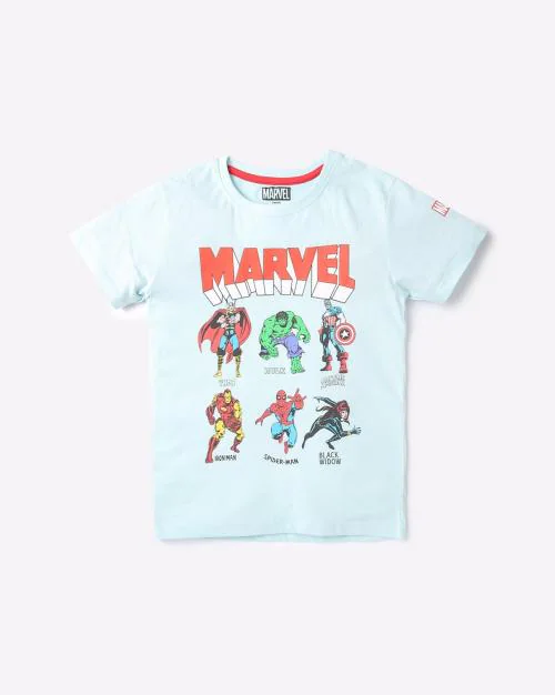 Buy Marvel Print Crew-Neck T-shirt Online at Best Prices in India ...