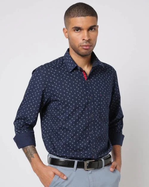 Buy Men Micro Print Slim Fit Shirt Online at Best Prices in India ...