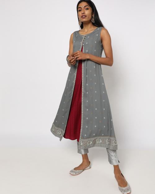 Buy Micro Print Layered A-line Kurta Online at Best Prices in India ...