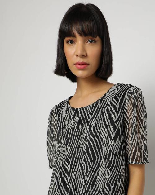 Buy Geometric Print Round-Neck Top Online at Best Prices in India ...