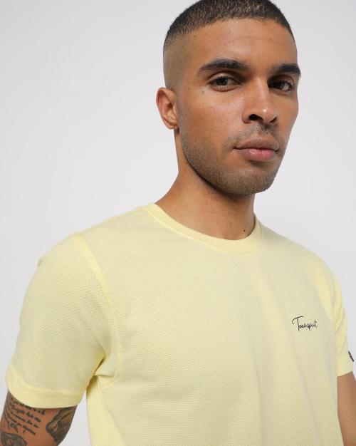 Buy Regular Fit Popcorn Textured Crew-Neck T-Shirt Online at Best ...