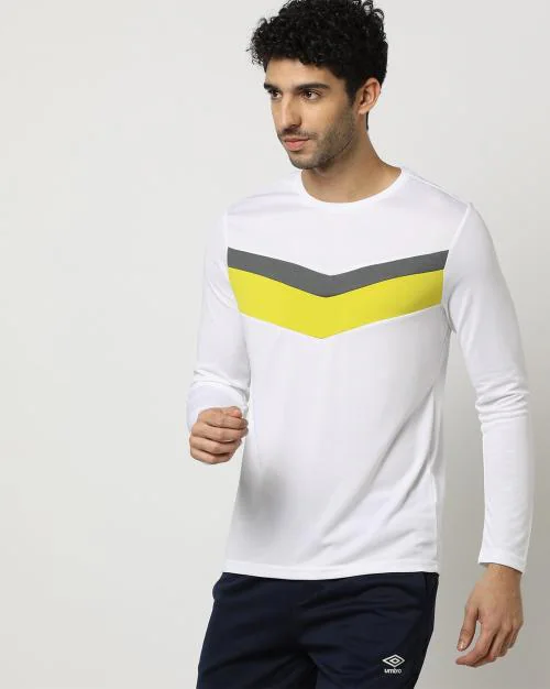 Buy Regular Fit Cut & Sew Panelled Crew-Neck T-Shirt Online at Best ...
