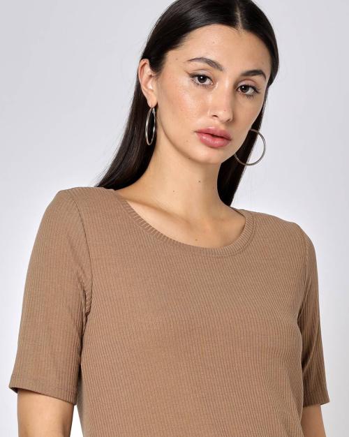 Buy Ribbed Crew-Neck T-Shirt Online at Best Prices in India - JioMart.