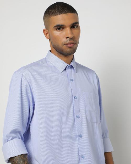 Buy Pin-Striped Shirt with Patch Pocket Online at Best Prices in India ...
